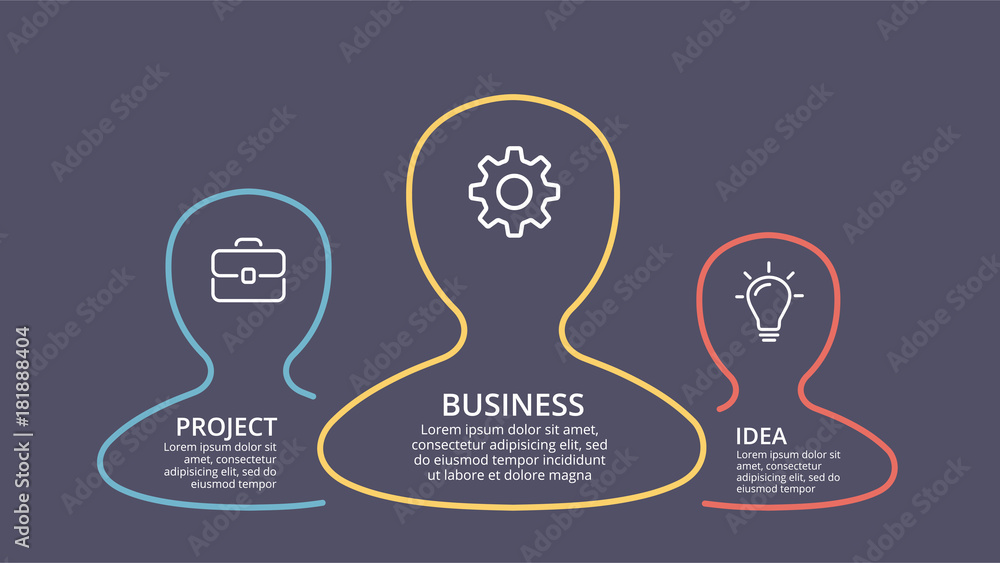 Vector linear teamwork people infographic, brainstorming diagram ...
