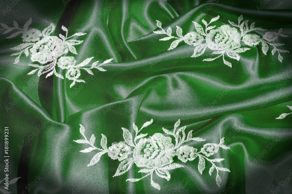 Texture, background, pattern. Lacy white fabric. Flowers made of lace ...