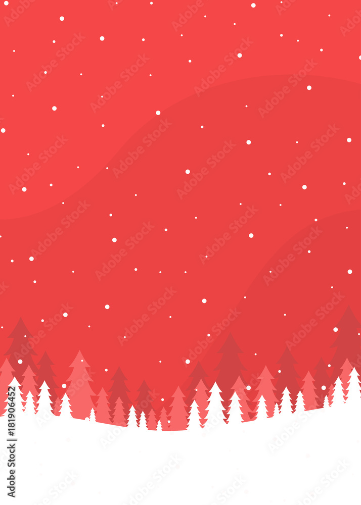Winter landscape red christmas themed poster Stock Vector | Adobe Stock