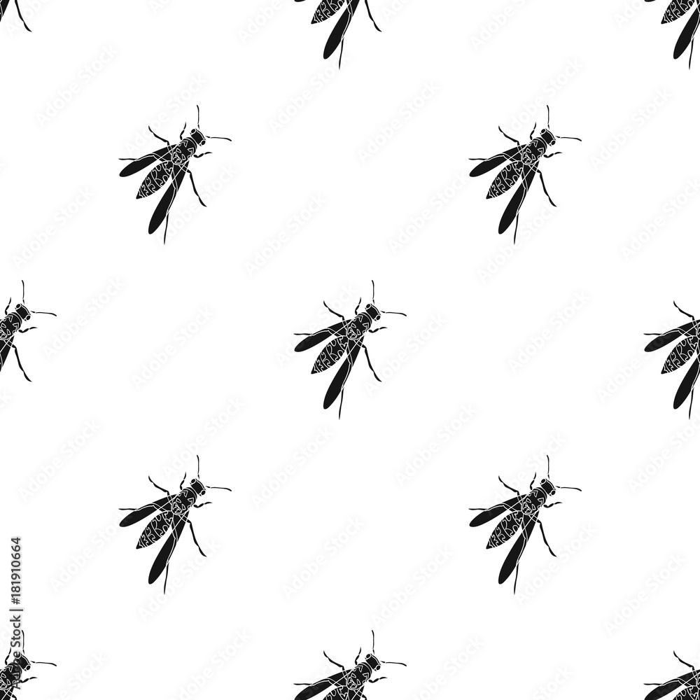 Wasp, hymenopteran insect.Wasp, stinging insect single icon in black ...