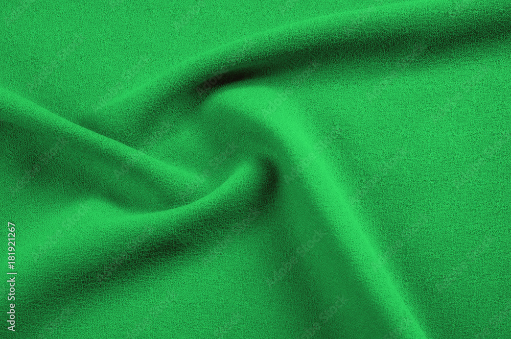 Texture, background, pattern. Green, salad color of silk fabric. Green ...