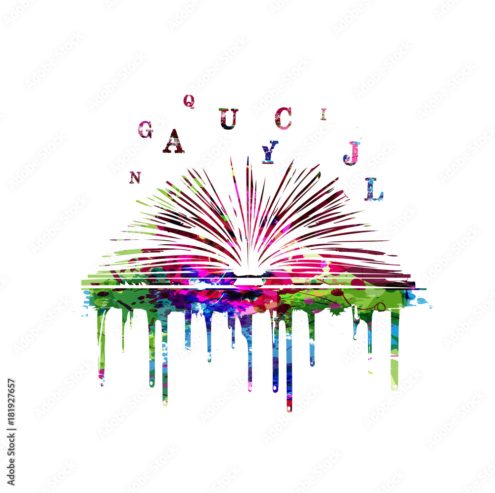 Colorful book with alphabet letters vector illustration. Alphabet text ...
