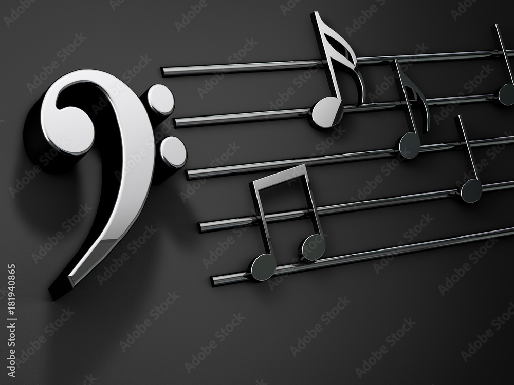 Fondo musical 3d.Clave de sol y partitura.Diseño musical,notas ...