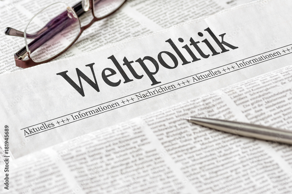 Zeitung mit der Überschrift Weltpolitik Stock-Illustration | Adobe Stock
