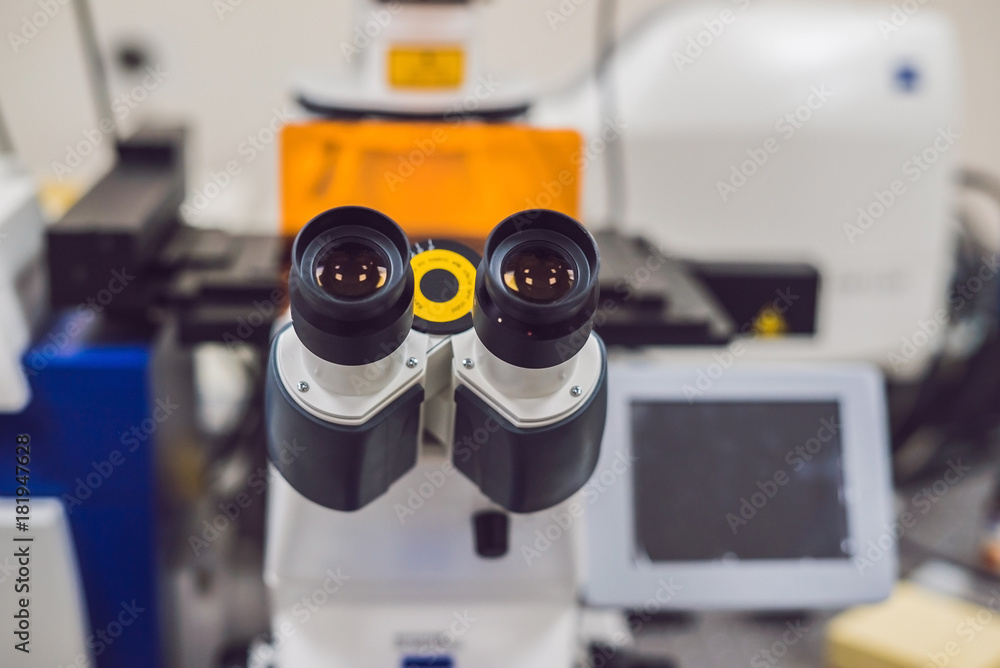 confocal optical laser scanning microscope for biological samples Stock ...