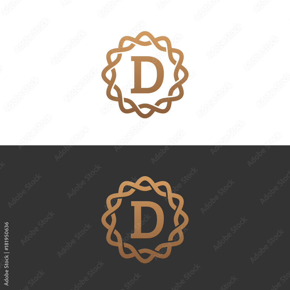 Letter D Monogram design elements, graceful template. Elegant line art ...