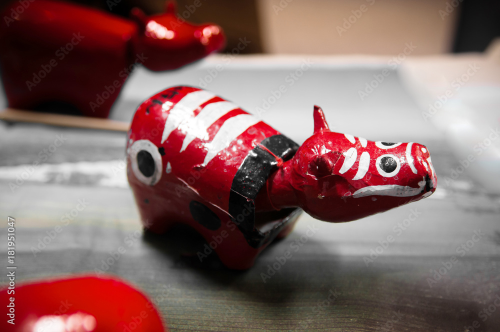 Red Akabeko, traditional Japanese paper mache cow toy Stock Photo | Adobe Stock