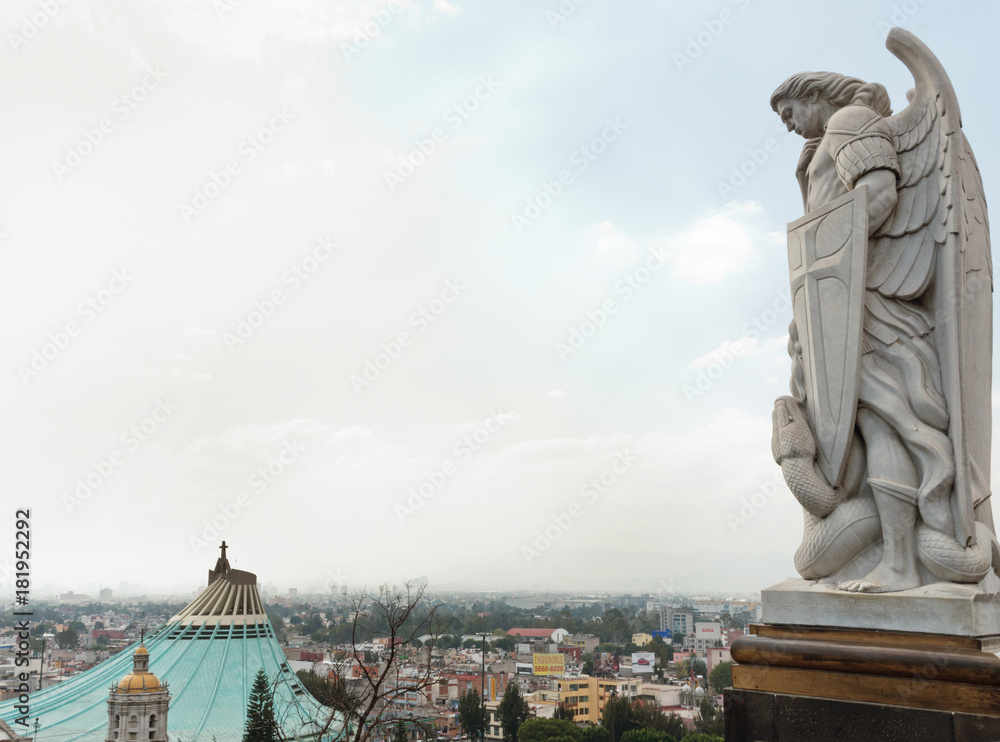 Statue of the Archangel Michael near the Basilica of Guadalupe in ...