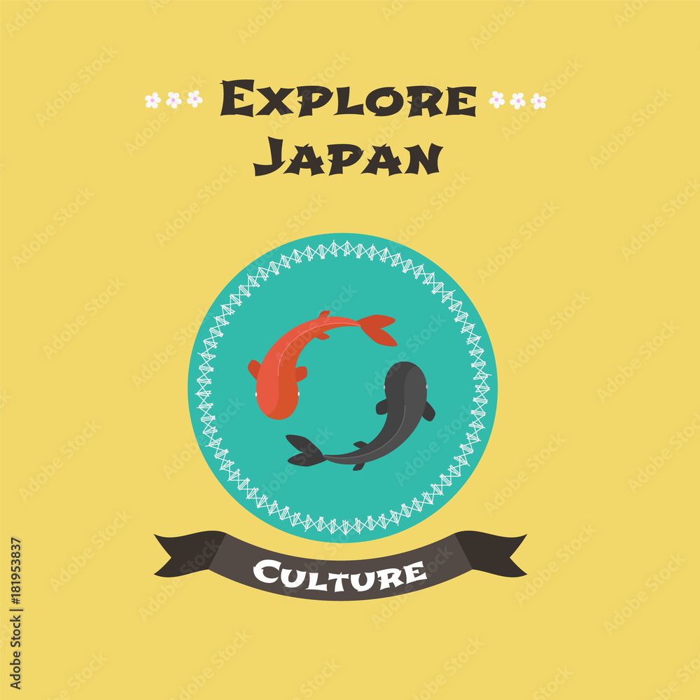 Travel to Japan concept illustration. Karp fish traditional Japanese ...