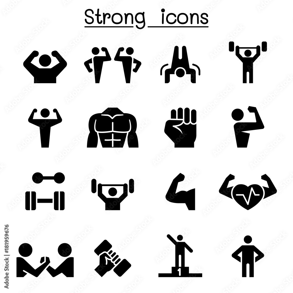 Fitness & Strong icon set vector de Stock | Adobe Stock