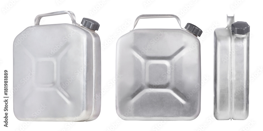 Set of metal fuel cans isolated on white background Stock Photo | Adobe ...