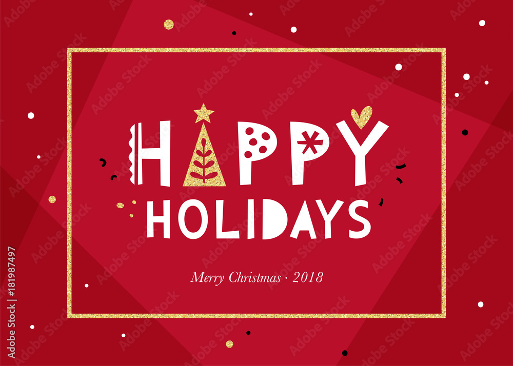 Red Happy Holidays background. Stock Vector | Adobe Stock