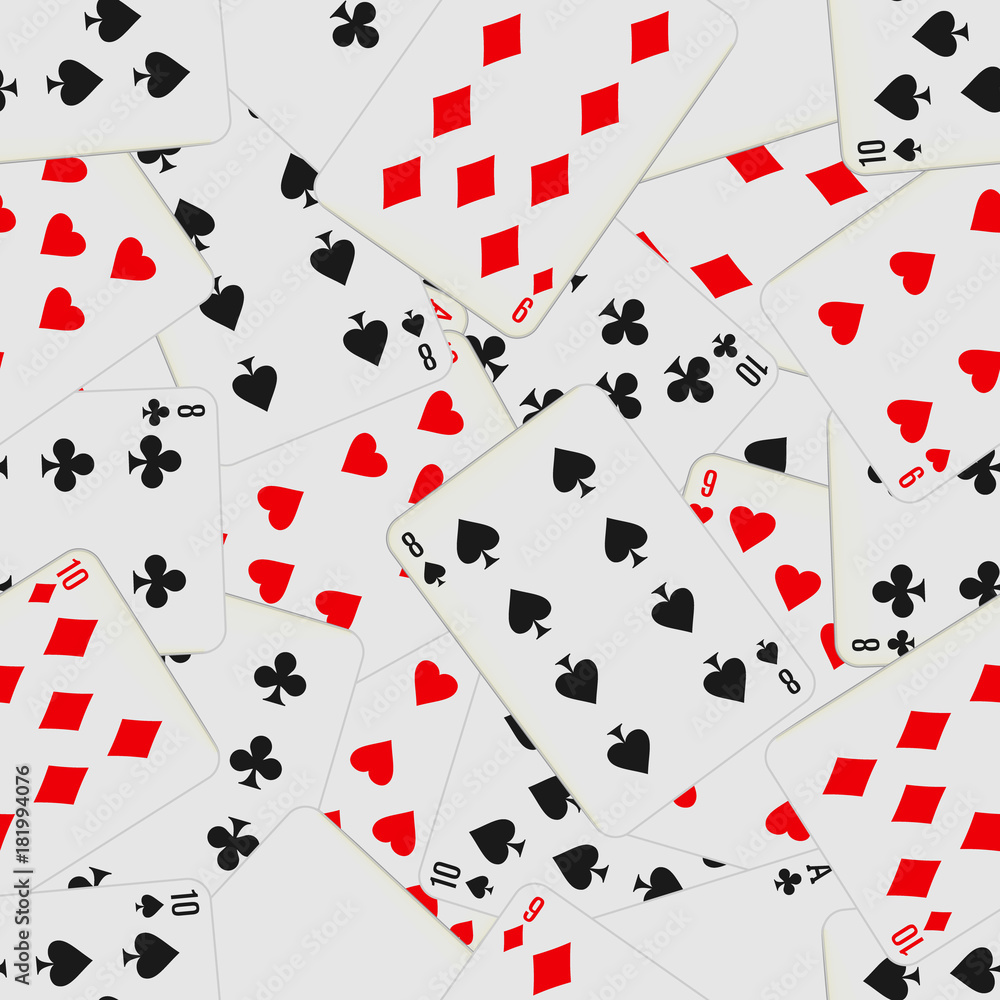 Seamless pattern with playing cards in chaos. Card deck repeated ...