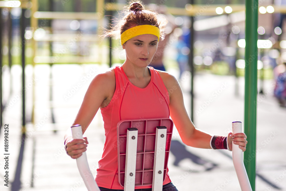 Fitness Ideas and Concepts. Concentrated Caucasian Female Athlete in ...