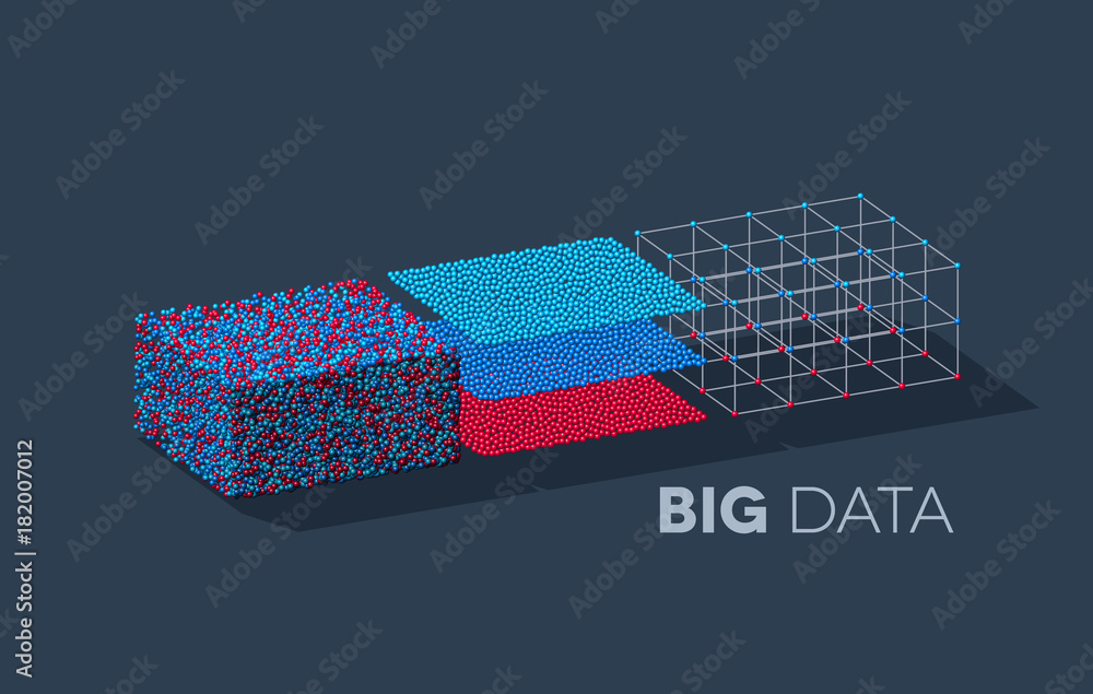 Big data illustration with structuring map reduce process Stock Vector ...