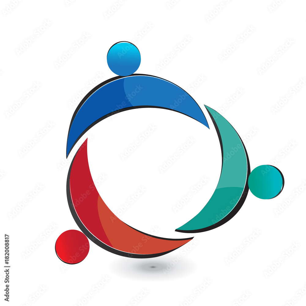Teamwork unity people icon logo Stock Vector | Adobe Stock