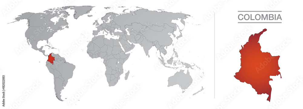 Colombia in the world, with borders and all the countries of the world ...