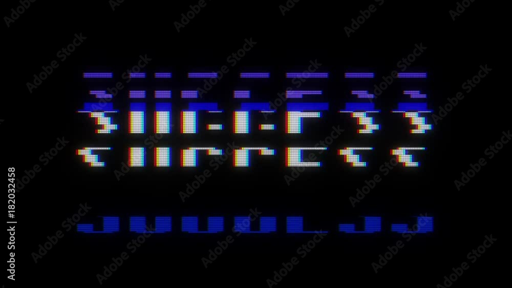 retro digital font success word text on old tv lcd glitch interference ...