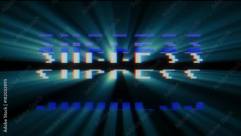 retro digital font success word text on old tv lcd glitch interference ...