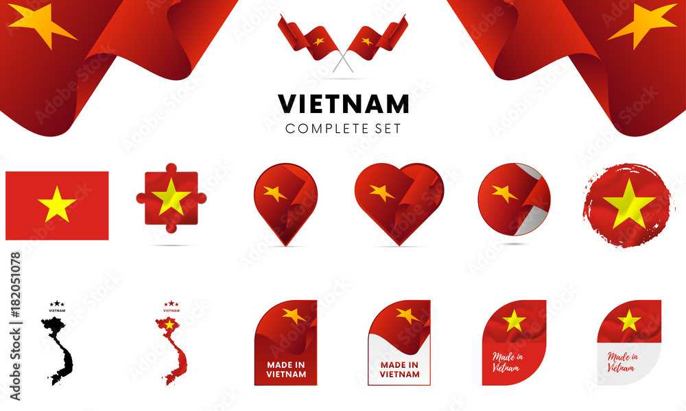 Vietnam complete set. Vector illustration. Stock Vector | Adobe Stock