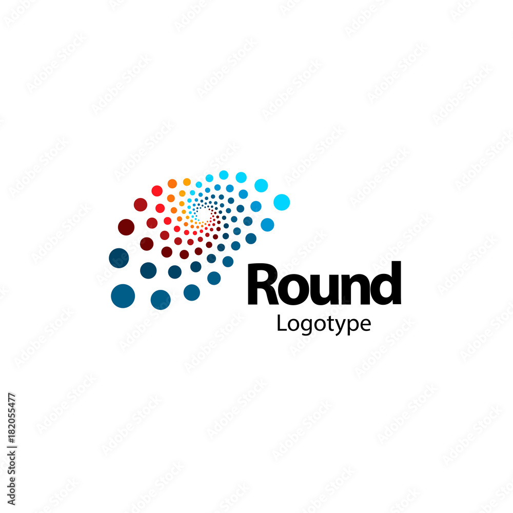 Unusual brain, circular abstract logo. New digital technology round ...