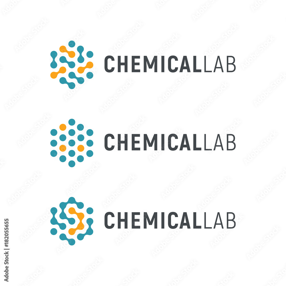 Chemical lab logo template. Abstract hexagon vector logotype. Biology ...