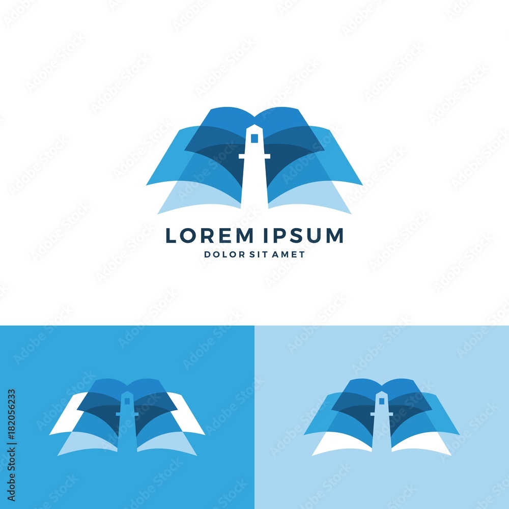 lighthouse book logo vector icon download Stock Vector | Adobe Stock