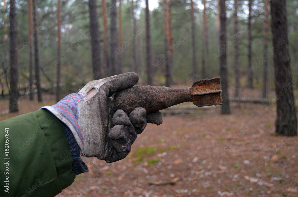 Soviet 50-mm mortar shell of WWII.Found with metal detector near Kiev ...