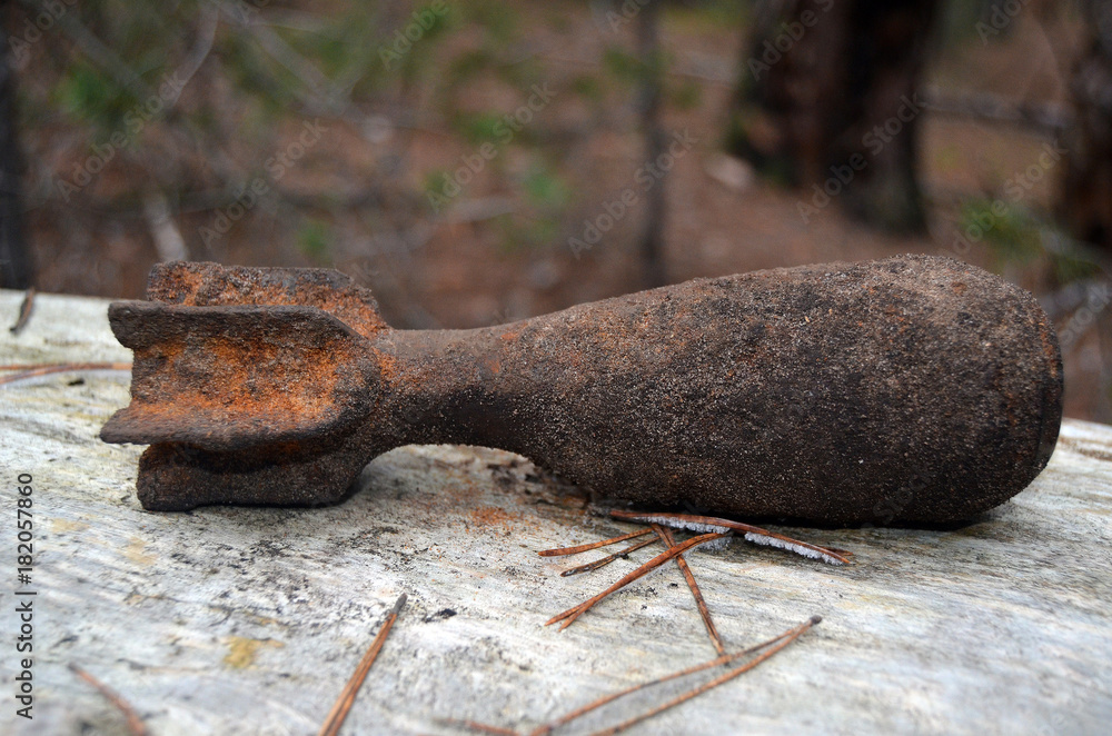 Soviet 50-mm mortar shell of WWII.Found with metal detector near Kiev ...