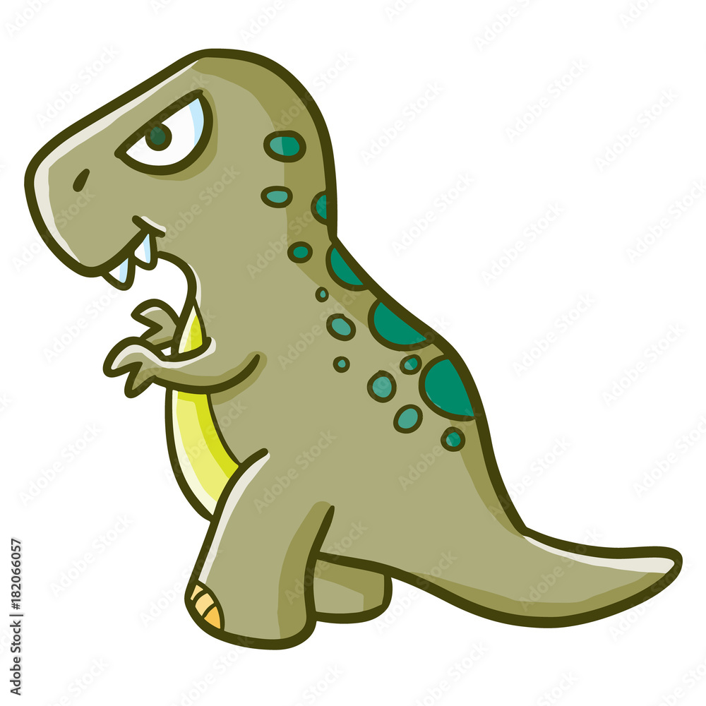 Cute and scary T-rex in cartoon style - vector. Stock Vector | Adobe Stock