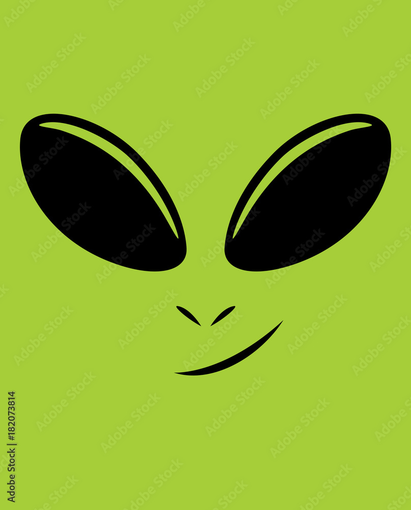 Green Cartoon Alien Face