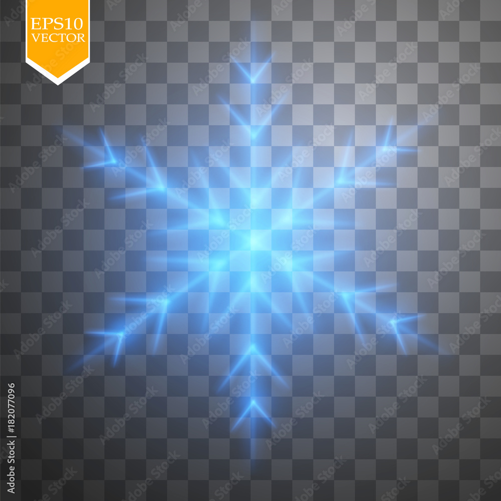 Shine blue snowflake with glitter isolated on transparent background ...