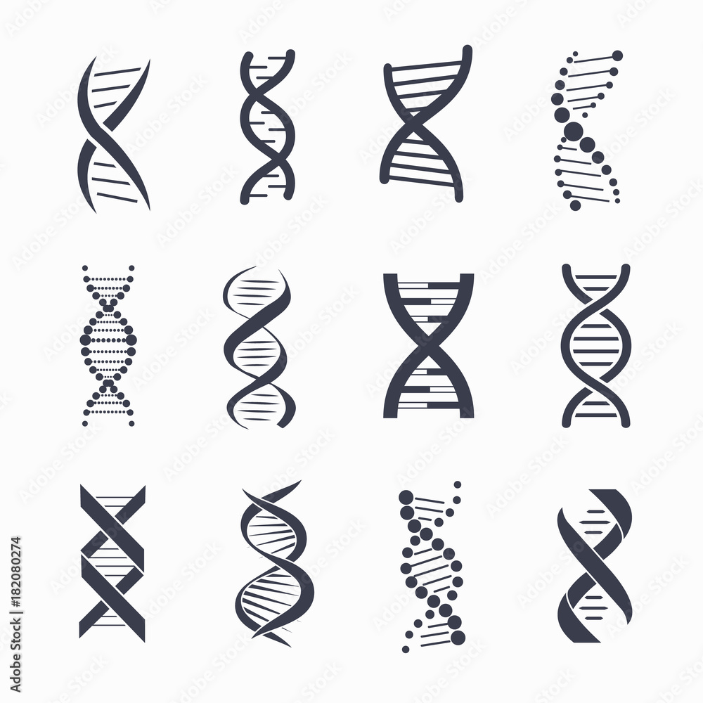 Dna Different Icons Set on Vector Illustration Stock Vector | Adobe Stock