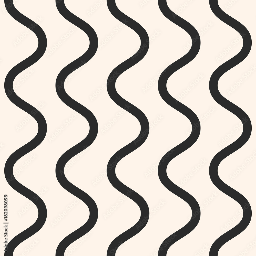 Vector seamless pattern, vertical wavy lines, curves, waves. Simple ...
