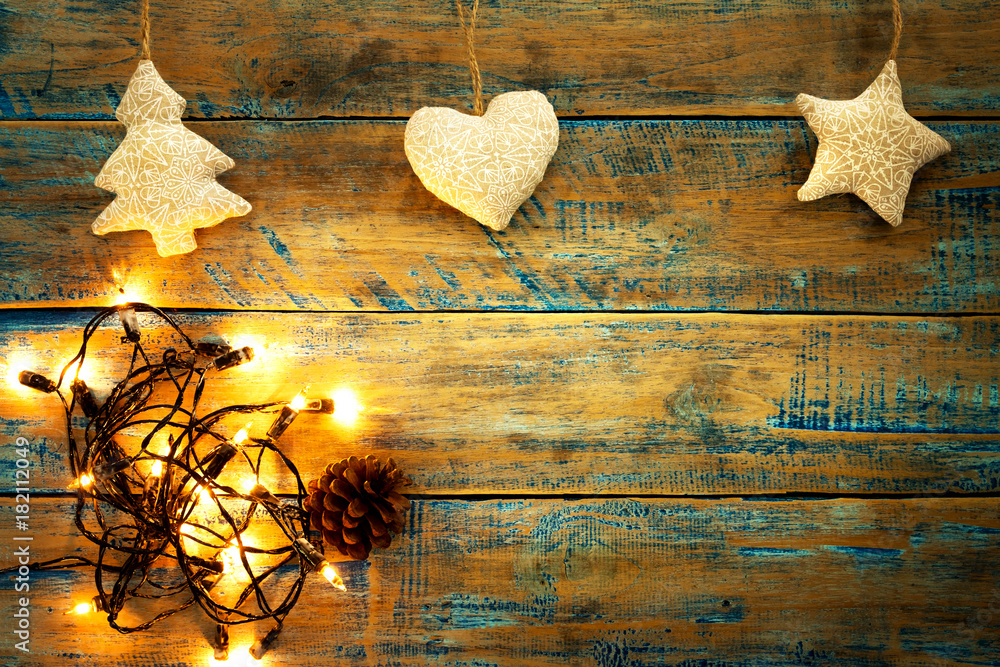 Rustic Christmas Lights Background