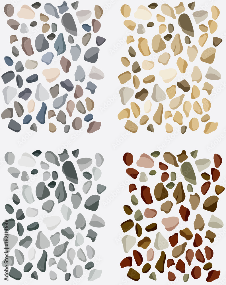 Different rock or pebble variety shape and color set clip art basic ...
