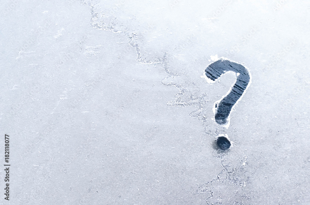 question mark on icy glass. question mark on the frosty glass. Stock ...
