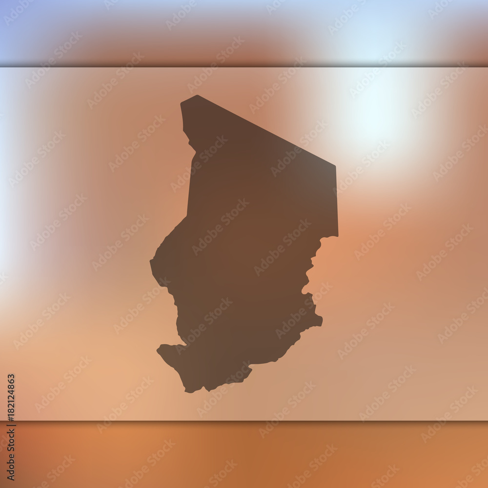 Chad map. Blurred background with silhouette of Chad map. Vector ...