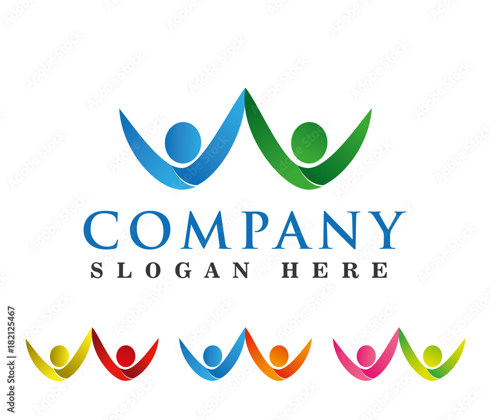 two people together holding hand family community logo Stock Vector ...