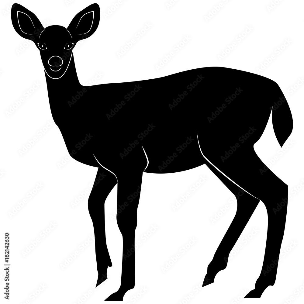 Vector image of a silhouette fallow deer for retro logos, emblems ...