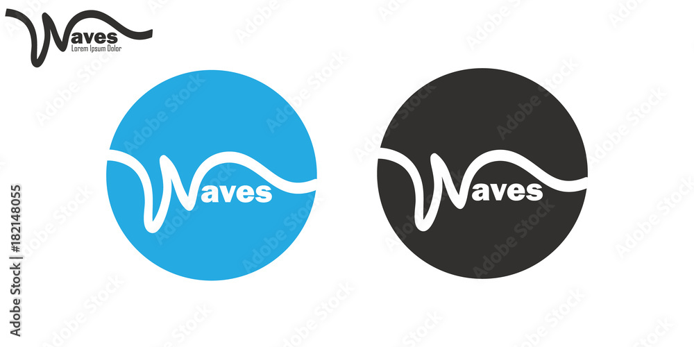 Wavy line waves logo set brand insignia clean wavy line design Stock ...