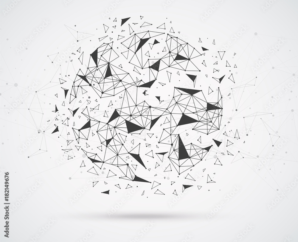 Global network connections with points and lines geometric shape with ...
