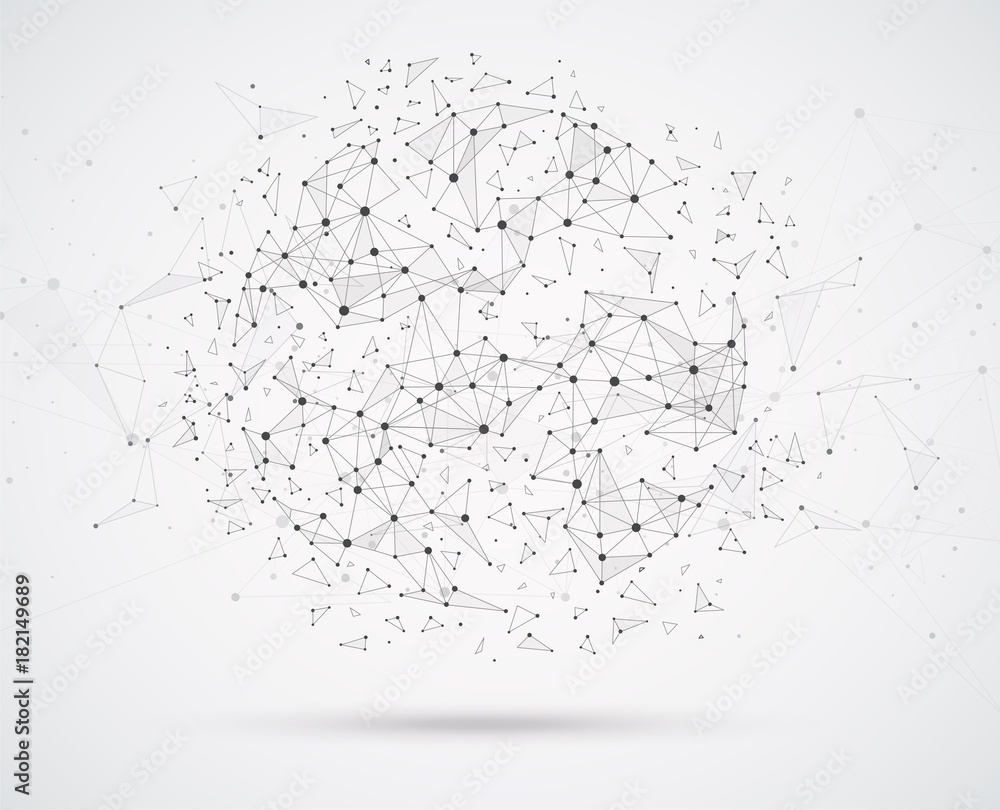 Global network connections with points and lines geometric shape with ...