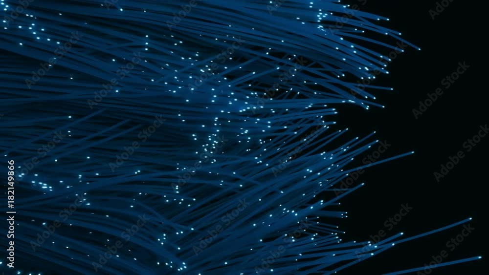 Fiber optic cables spread out across the frame. Abstract 4K UHD ...