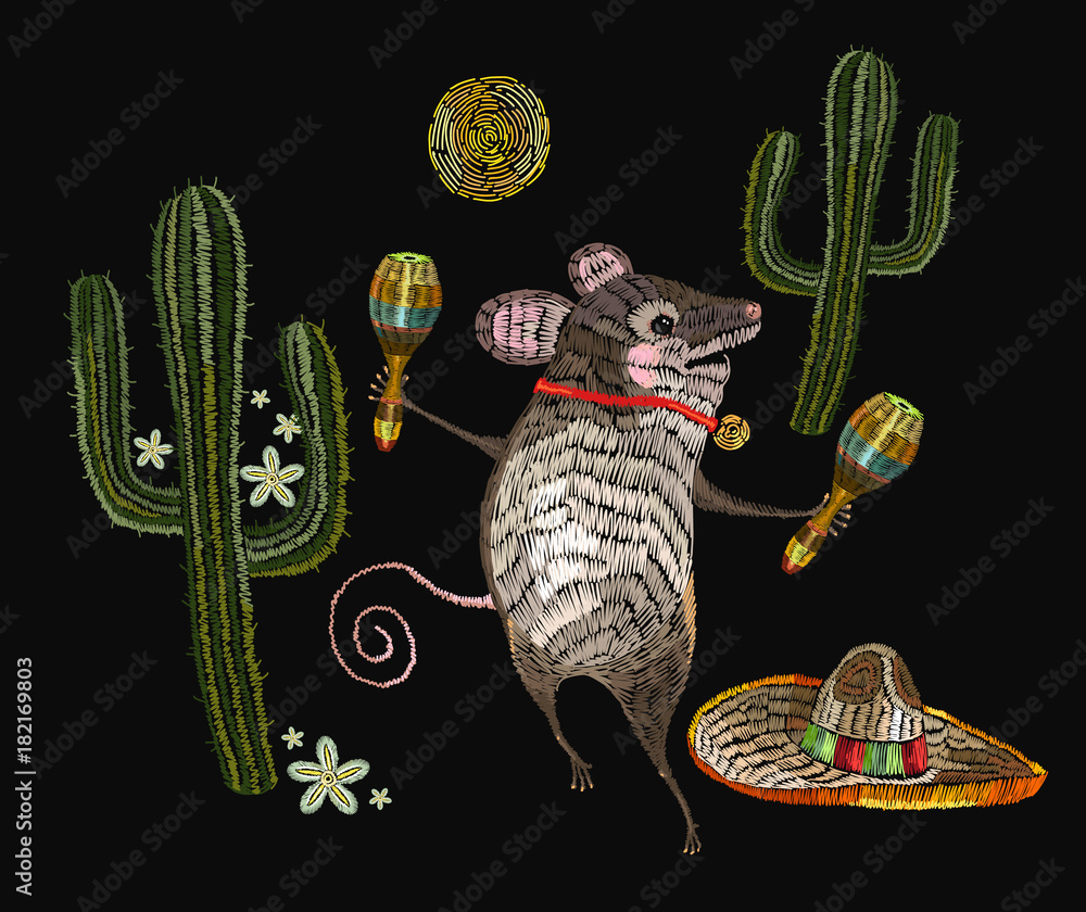 Embroidery little mouse mexican culture. Classical ethnic embroidery ...