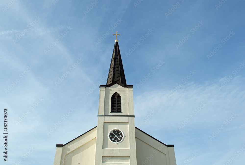 Christian background photo of a majestic church steeple with a cross ...