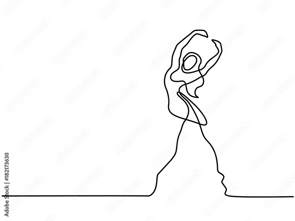 Continuous Line Art Drawing. Ballet Dancer ballerina. Vector ...