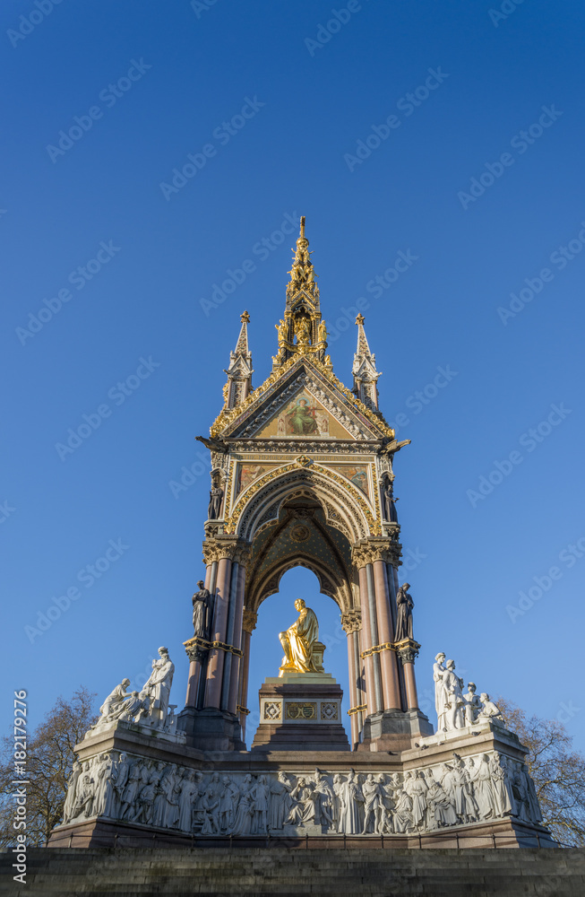 The Albert Memorial is situated in Kensington Gardens, London, directly ...