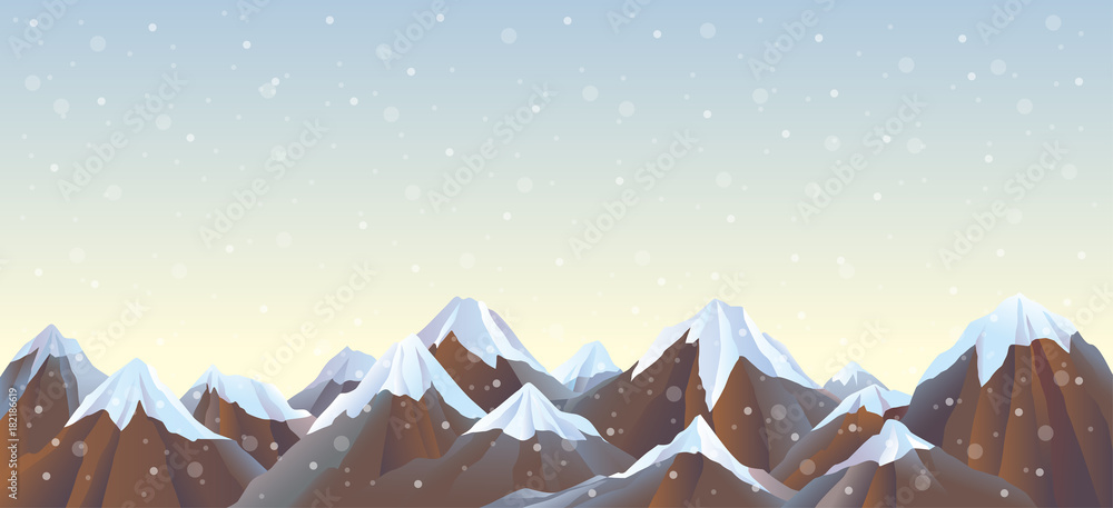 Snow Capped Mountains Illustration