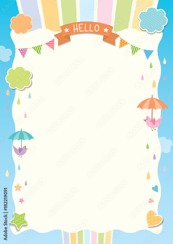 Rainbow background with frame template Stock Vector | Adobe Stock